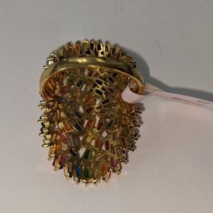 Jewelry | Nwt 925 Gold Plated Rainbow Color Crystal Ring | Poshmark